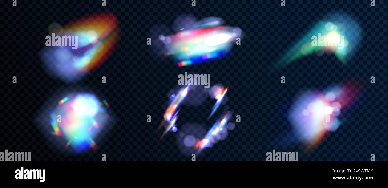 Prism light flare. Rainbow diamond glass effect. Crystal gem burst lens ...