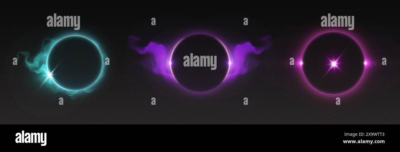 Set of halo neon light effects isolated on transparent background ...