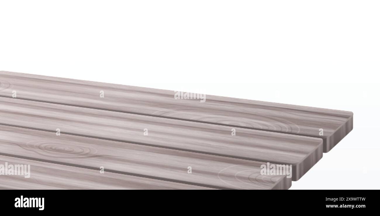 Wooden bench surface isolated on white background. Vector realistic ...