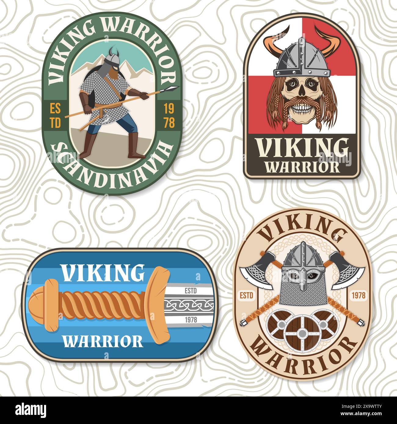 Set of viking warrior logos, badges, stickers. Vector illustration. For ...