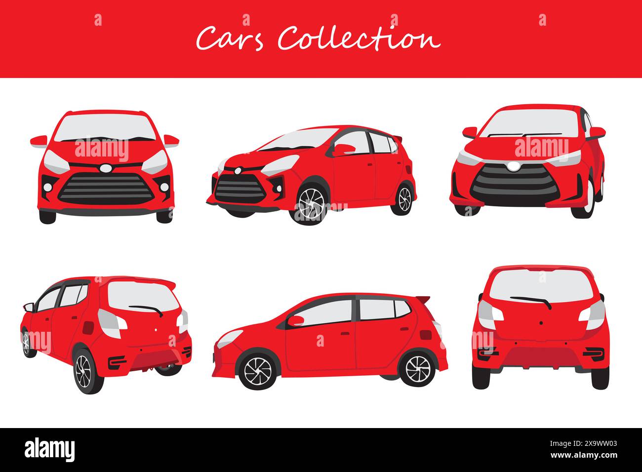 cars collection. cars in different poses. Vector illustration Stock ...