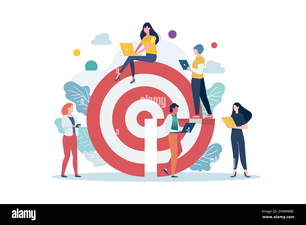 Business Target Teamwork Cooperation with Business People Characters ...