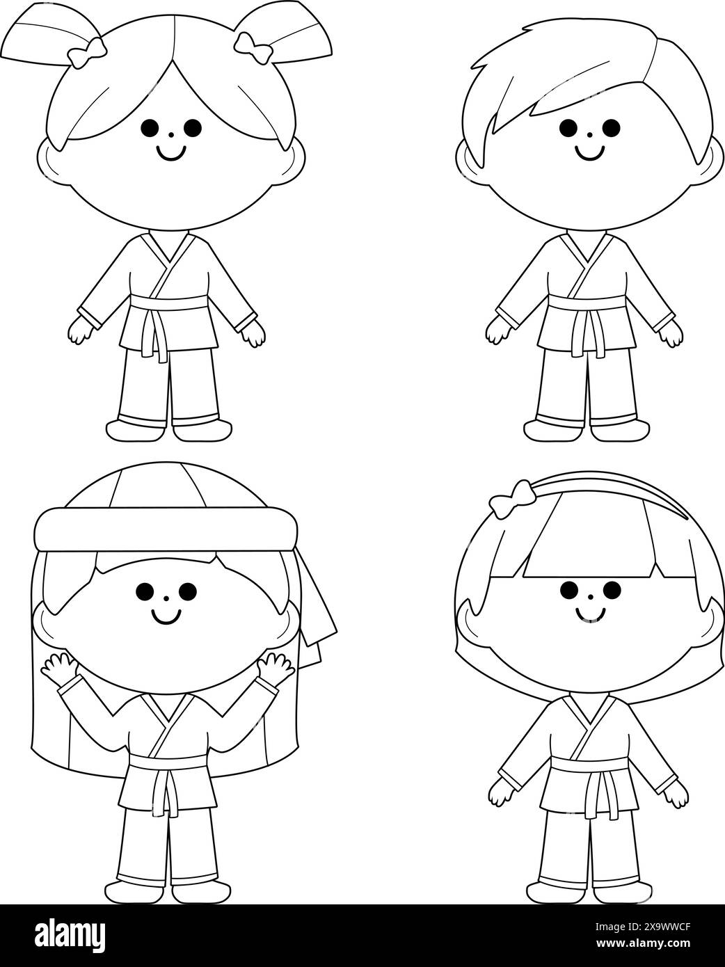 Group of children in martial arts uniforms. Karate kids athletes, boys ...