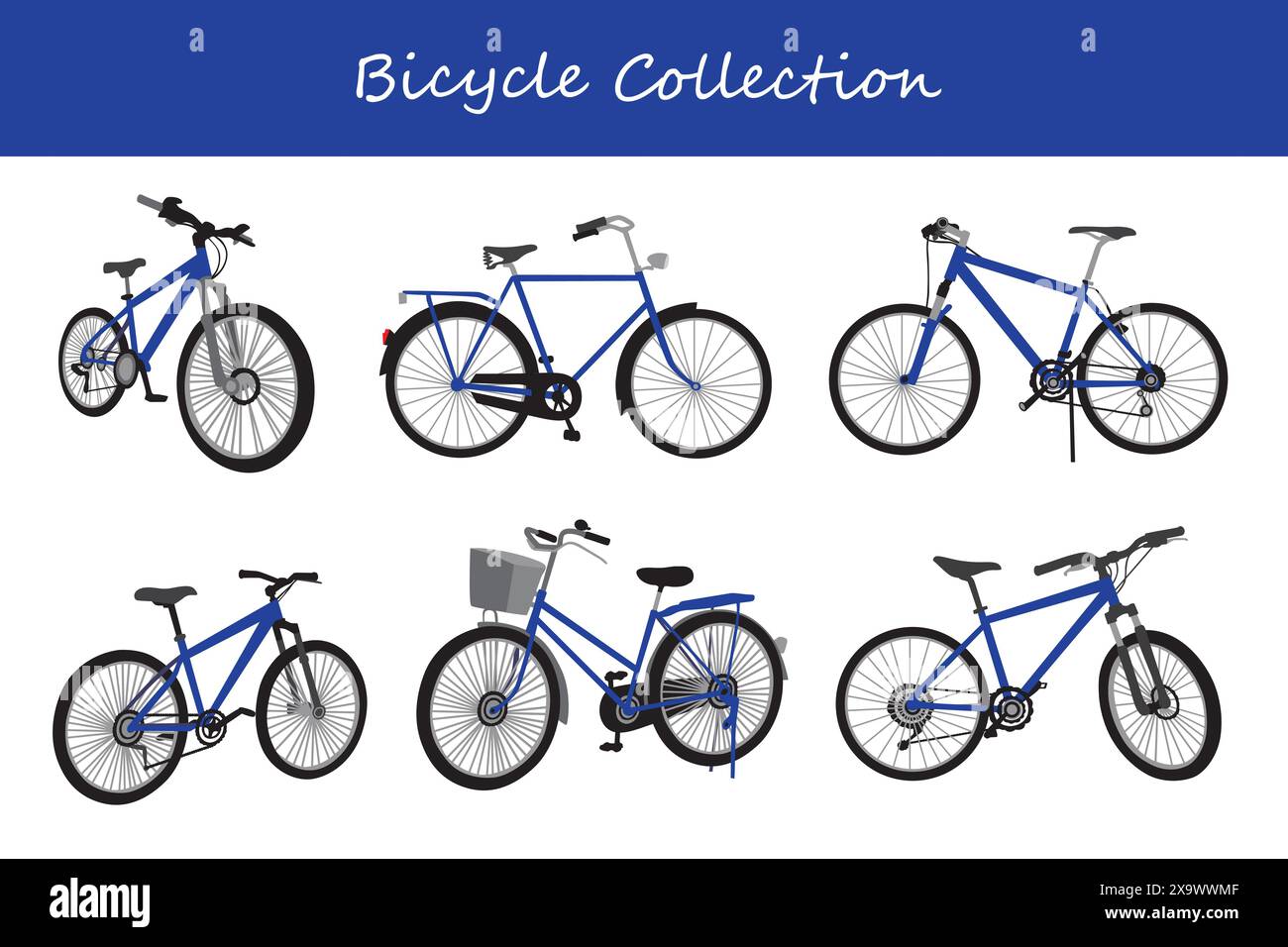 bicycle collection. bicycle in different poses. Vector illustration ...
