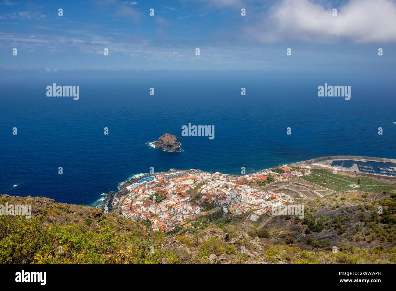 The port of Garachico from Mirador El Lagorito, El Tanque, Tenerife ...