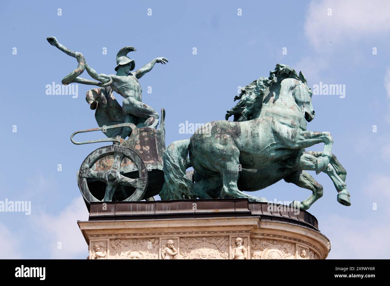 Statues in Heroes Square, Budapest. Hősök tere (Hungarian: [ˈhøːʃøk ...