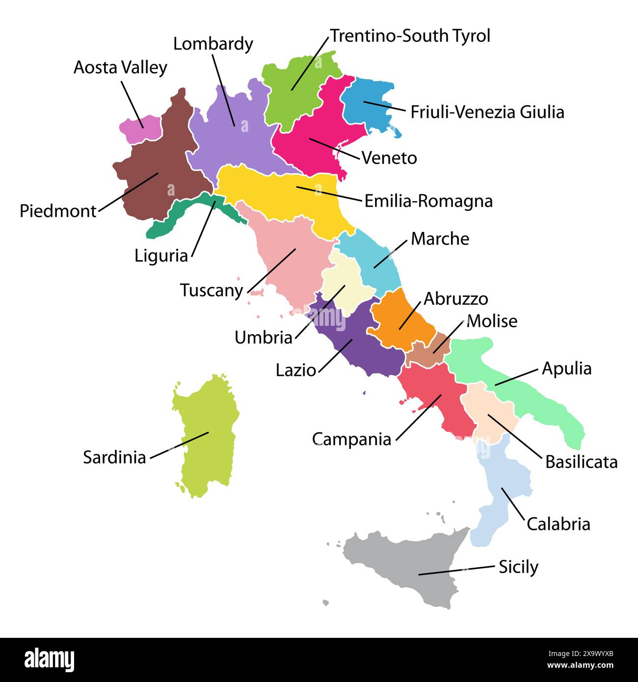 Italy map region symbol shape, travel web flat concept icon web vector ...