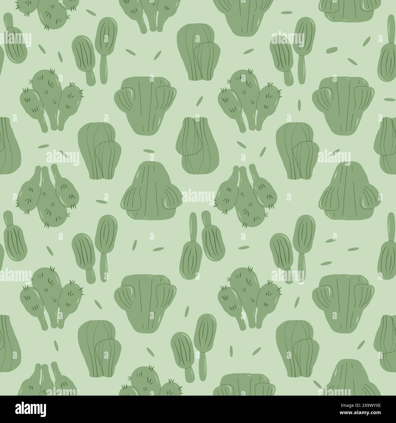 Cactus seamless pattern. Mexican exotic plant endless background. Nopal ...