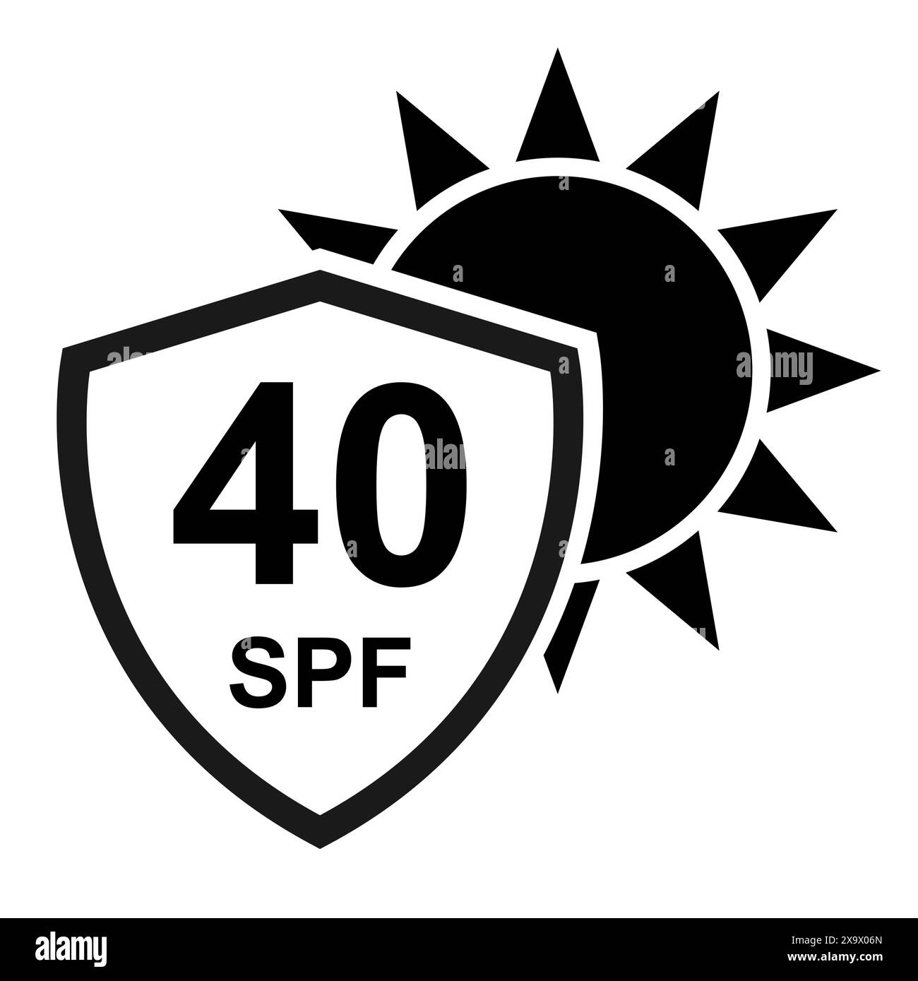 Sun protection factor 40 icon, uv radiation block symbol, sun protect ...