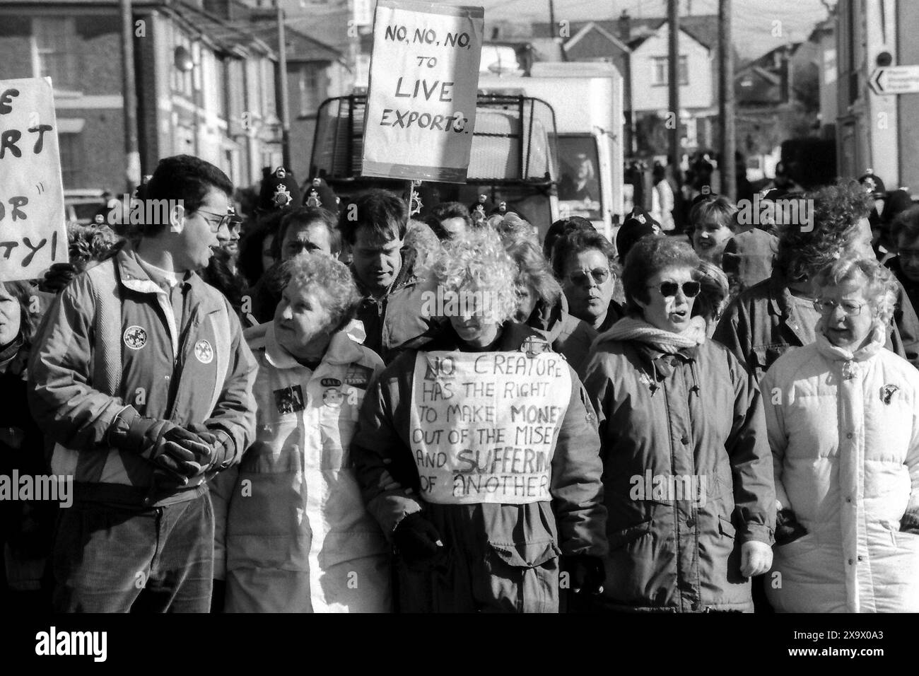 Brightlingsea Live Animal Exports protests 1995 Stock Photo - Alamy