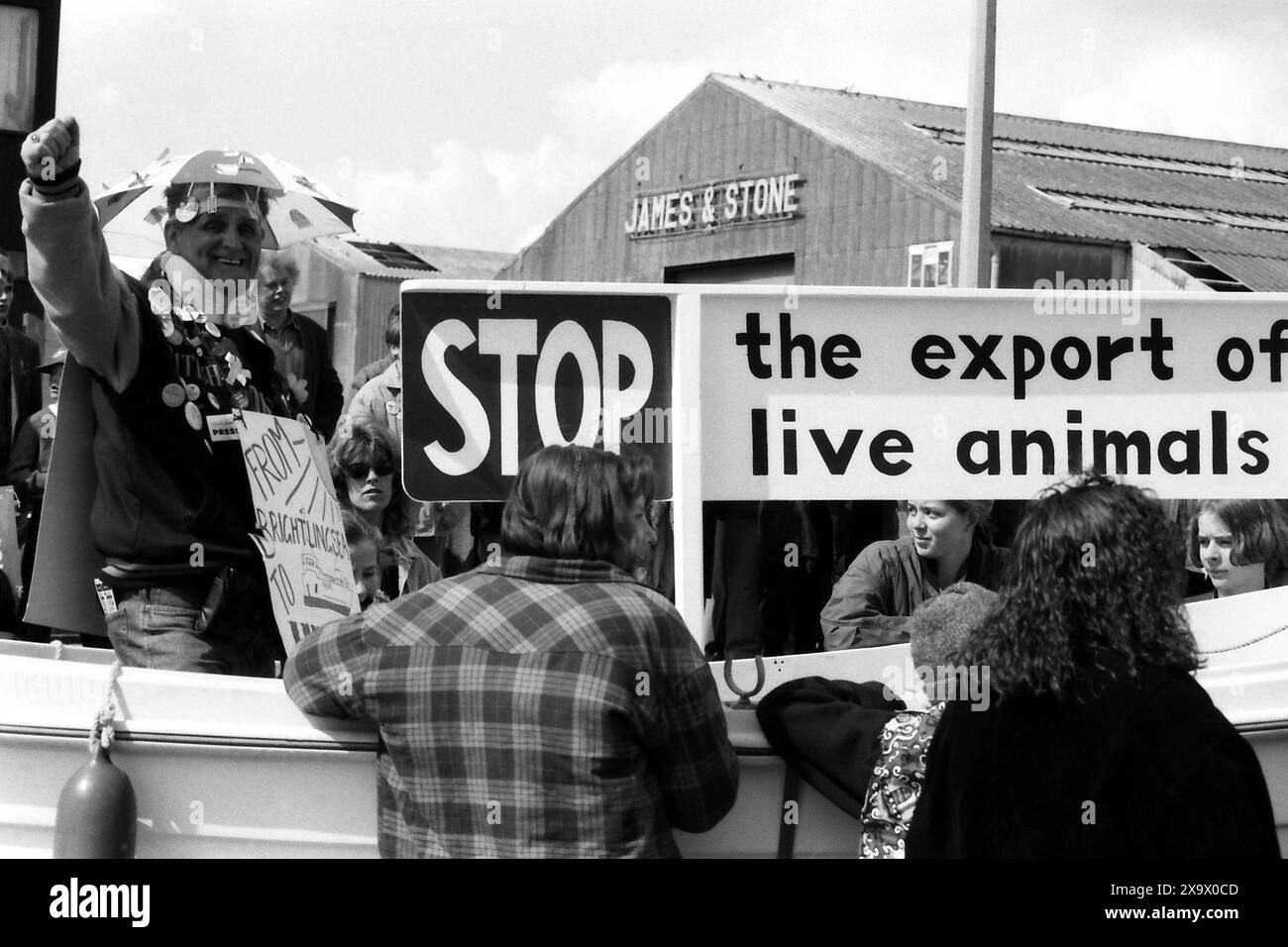 Brightlingsea Live Animal Exports protests 1995 Stock Photo - Alamy