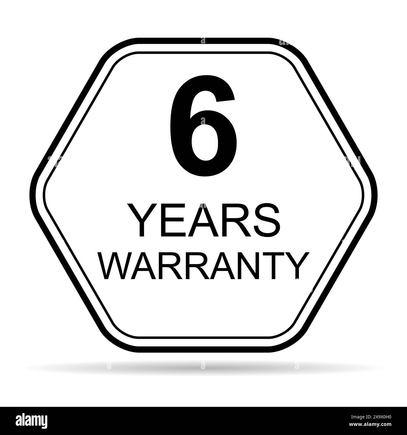 Six years warranty shadow icon, badge seal guarantee certificate ...