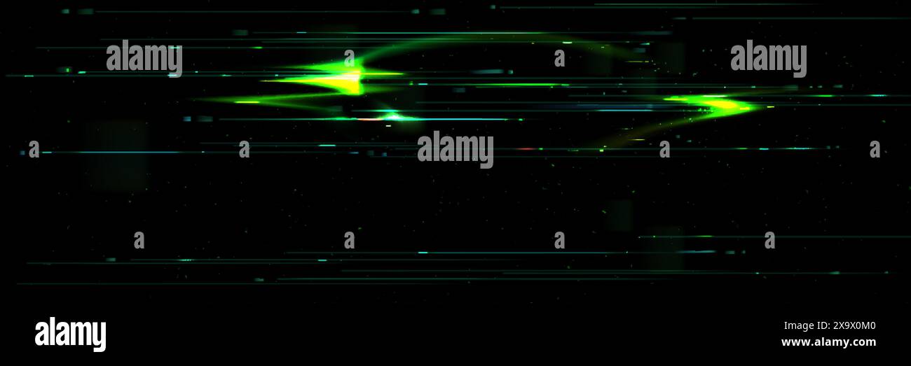 Green glitch screen bg. Vhs tv noise effect vector. Digital pixel ...