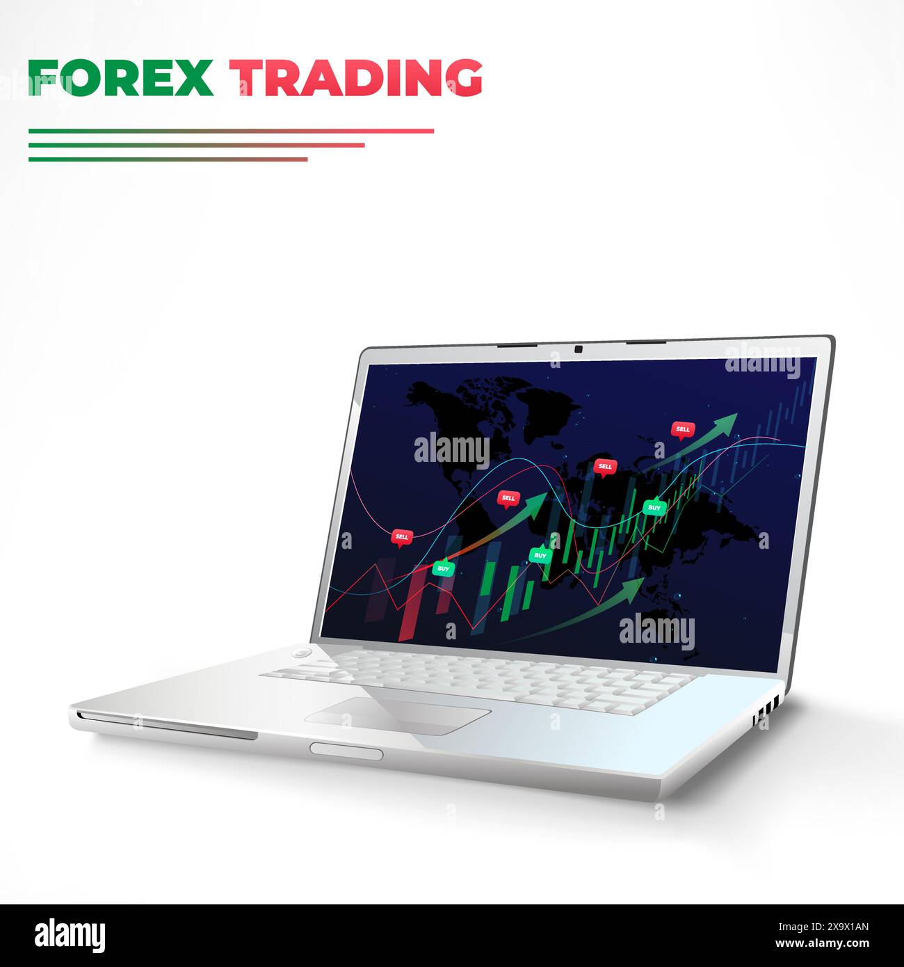 financial stock market graph on the laptop screen Stock Vector Image ...