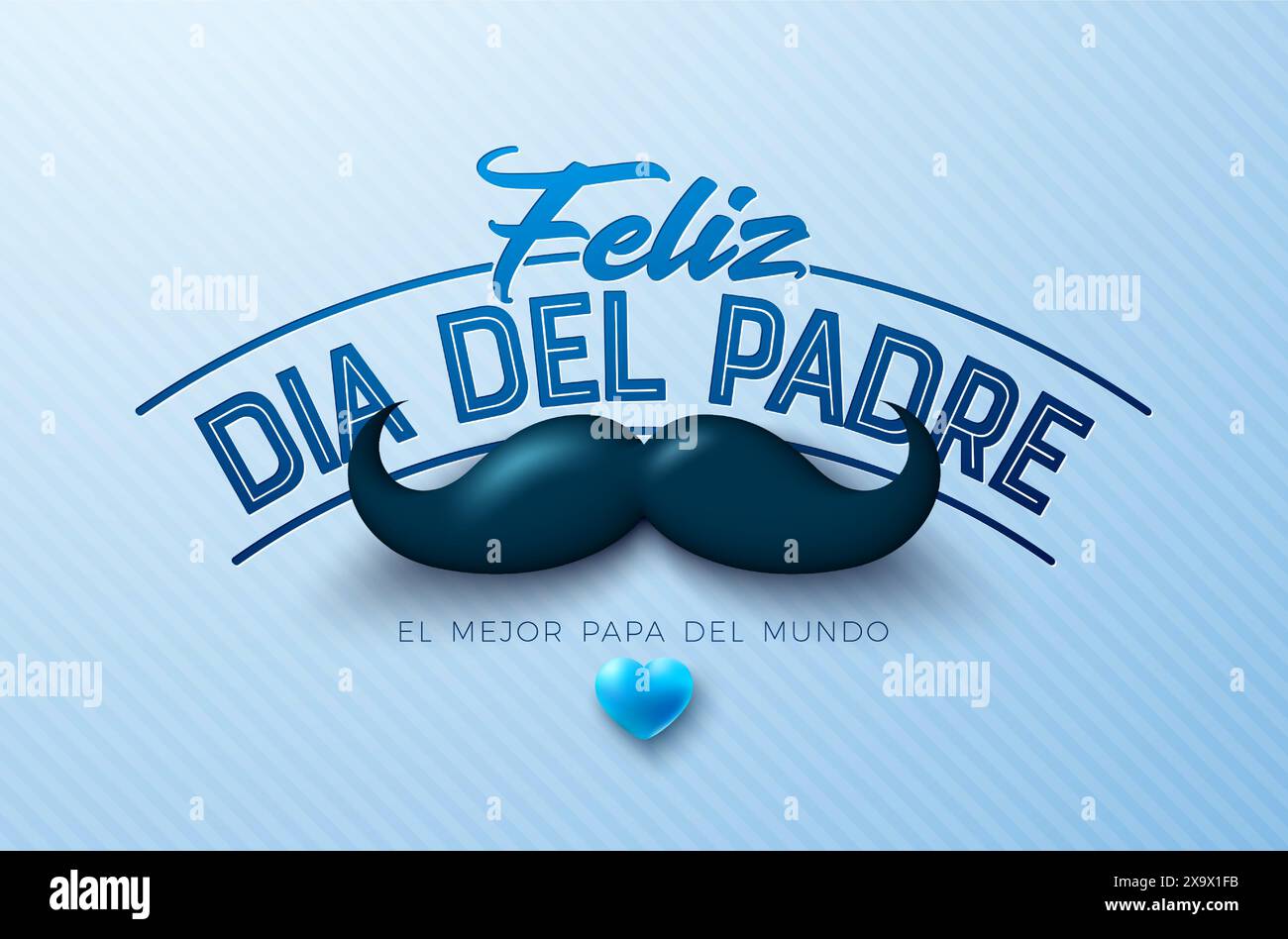 Happy Father's Day Greeting Card Design with Mustache and Heart on ...