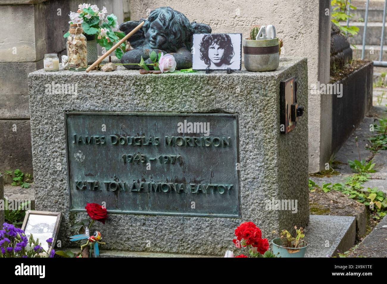 Paris, France, April 22nd 2024:- A view of the Grave of Jim Morrison ...