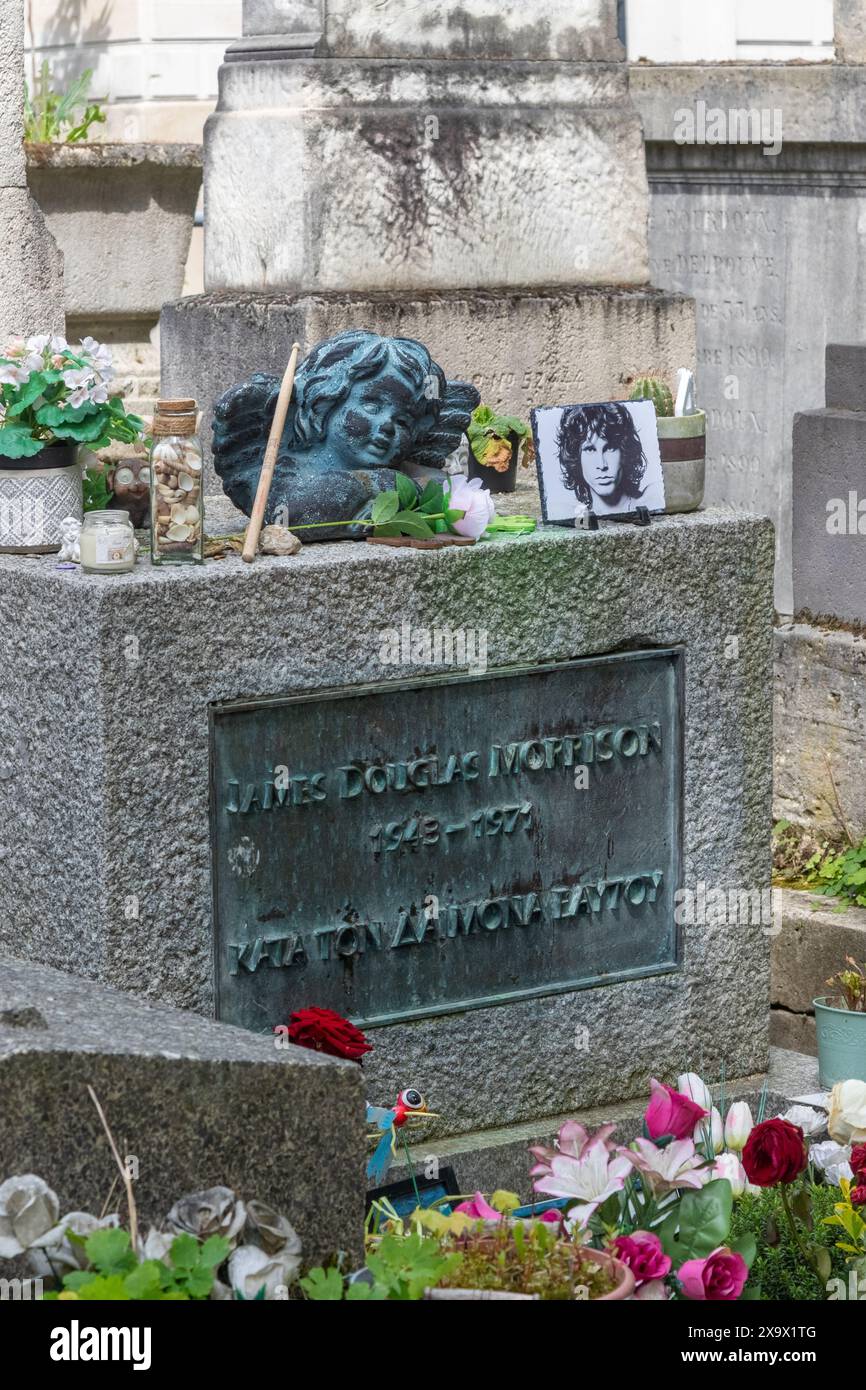 Paris, France, April 22nd 2024:- A view of the Grave of Jim Morrison ...