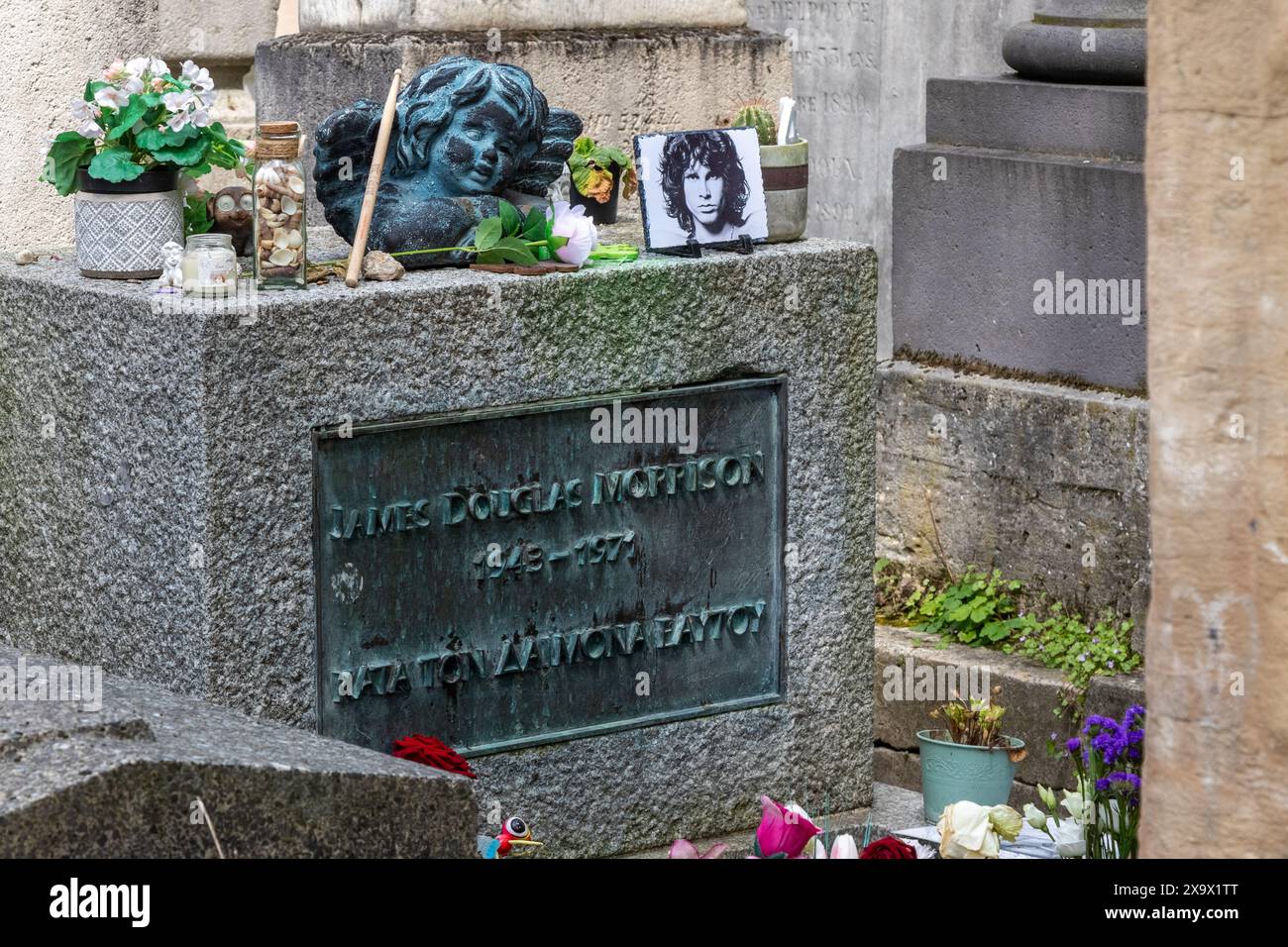 Paris, France, April 22nd 2024:- A view of the Grave of Jim Morrison ...