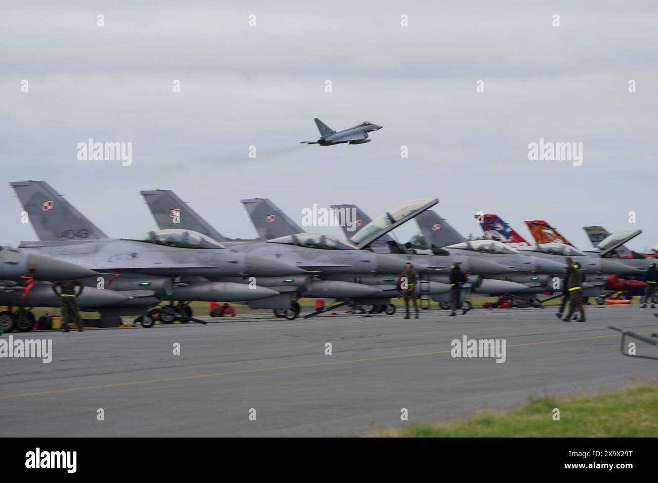Jagel, Germany. 03rd June, 2024. A fighter jet takes off from the ...