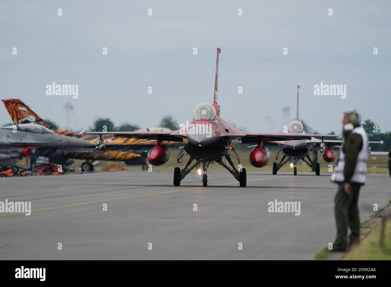 Jagel, Germany. 03rd June, 2024. Fighter jets taxi over the airfield of ...