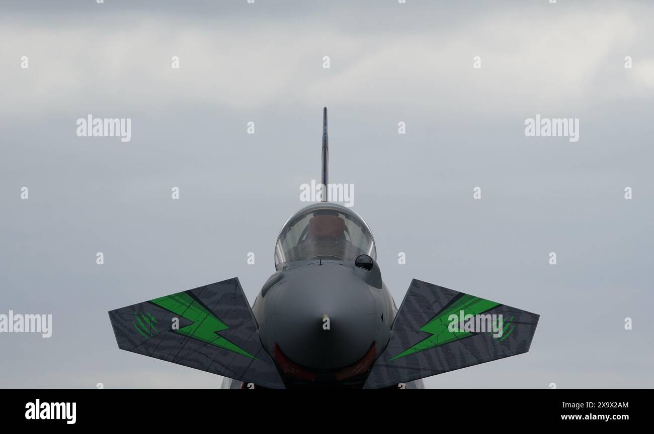 Jagel, Germany. 03rd June, 2024. A fighter jet stands on the airfield ...