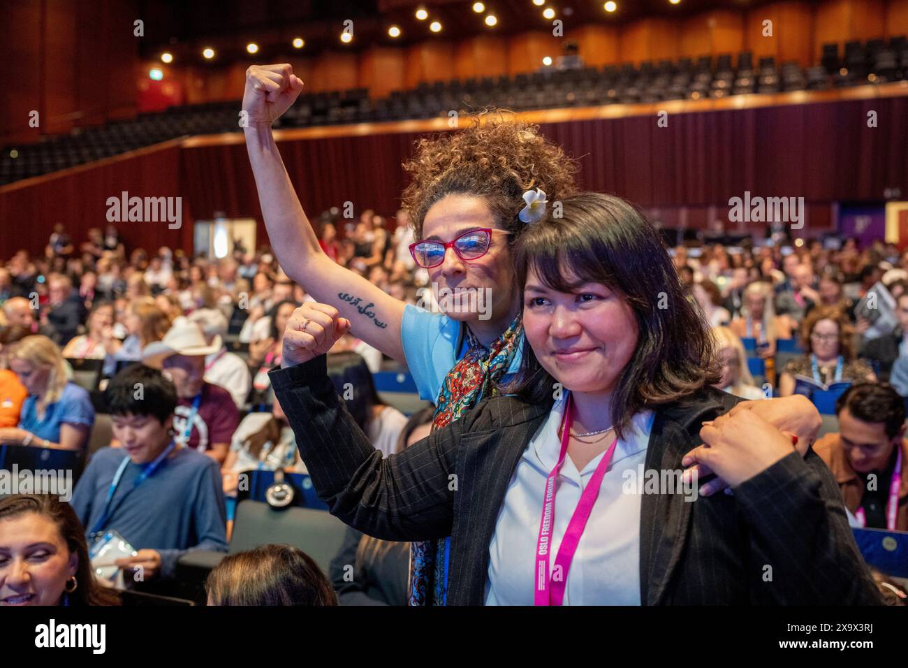 Oslo 20240603. Masih Alinejad (left), the Iranian journalist and ...
