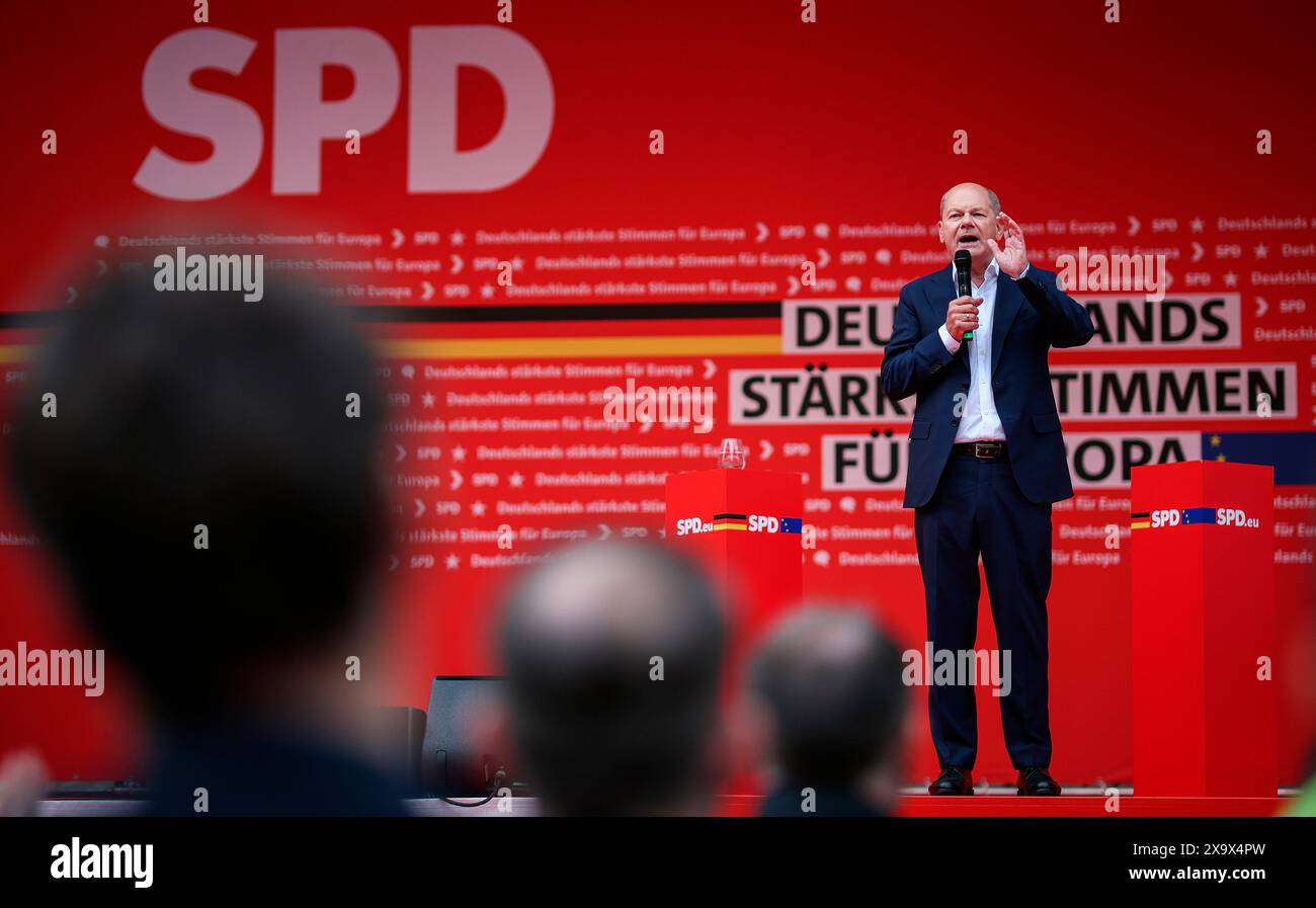 Leipzig, Deutschland. 01st June, 2024. SPD rally for the European ...