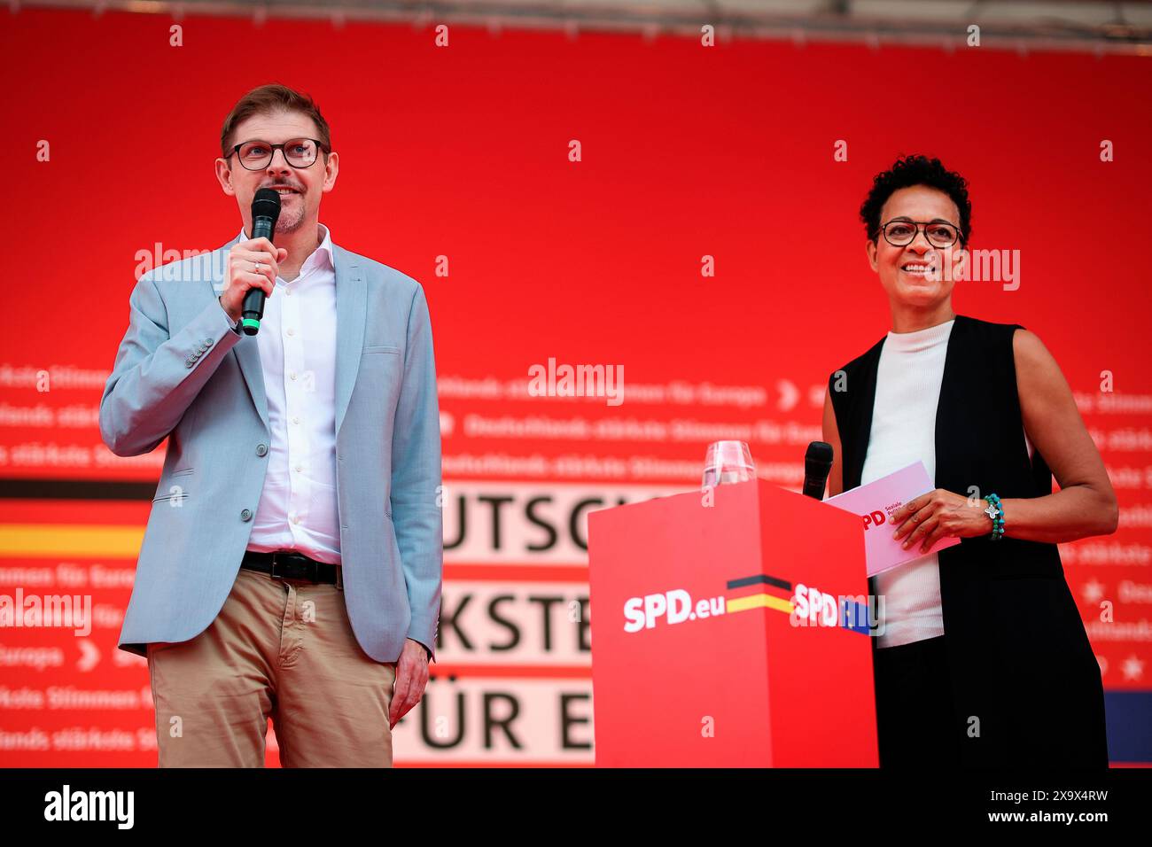 Leipzig, Deutschland. 01st June, 2024. SPD rally for the European ...