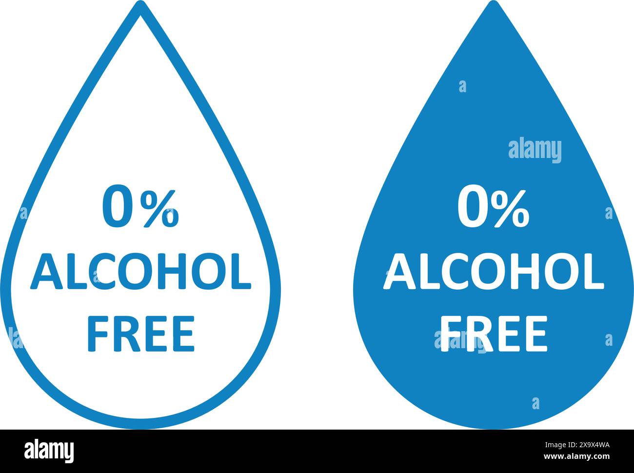 Alcohol free icon. Don't contain alcohol symbol. Zero percent tag. Drop ...