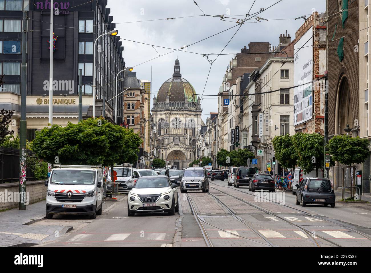 Rue Royale and Eglise Royale Sainte Marie de Schaerbeek Stock Photo - Alamy