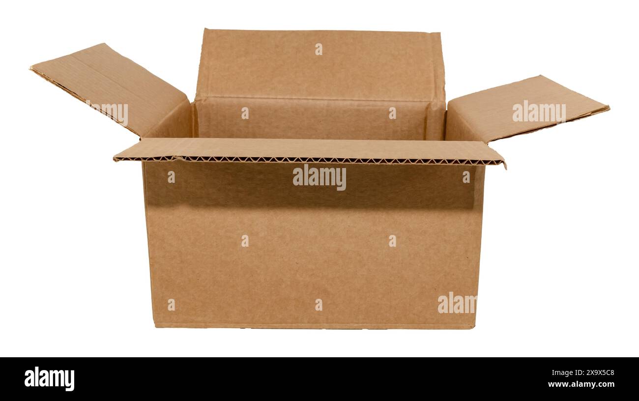 Empty open cardboard box on a white background. Package. Isolate paper ...