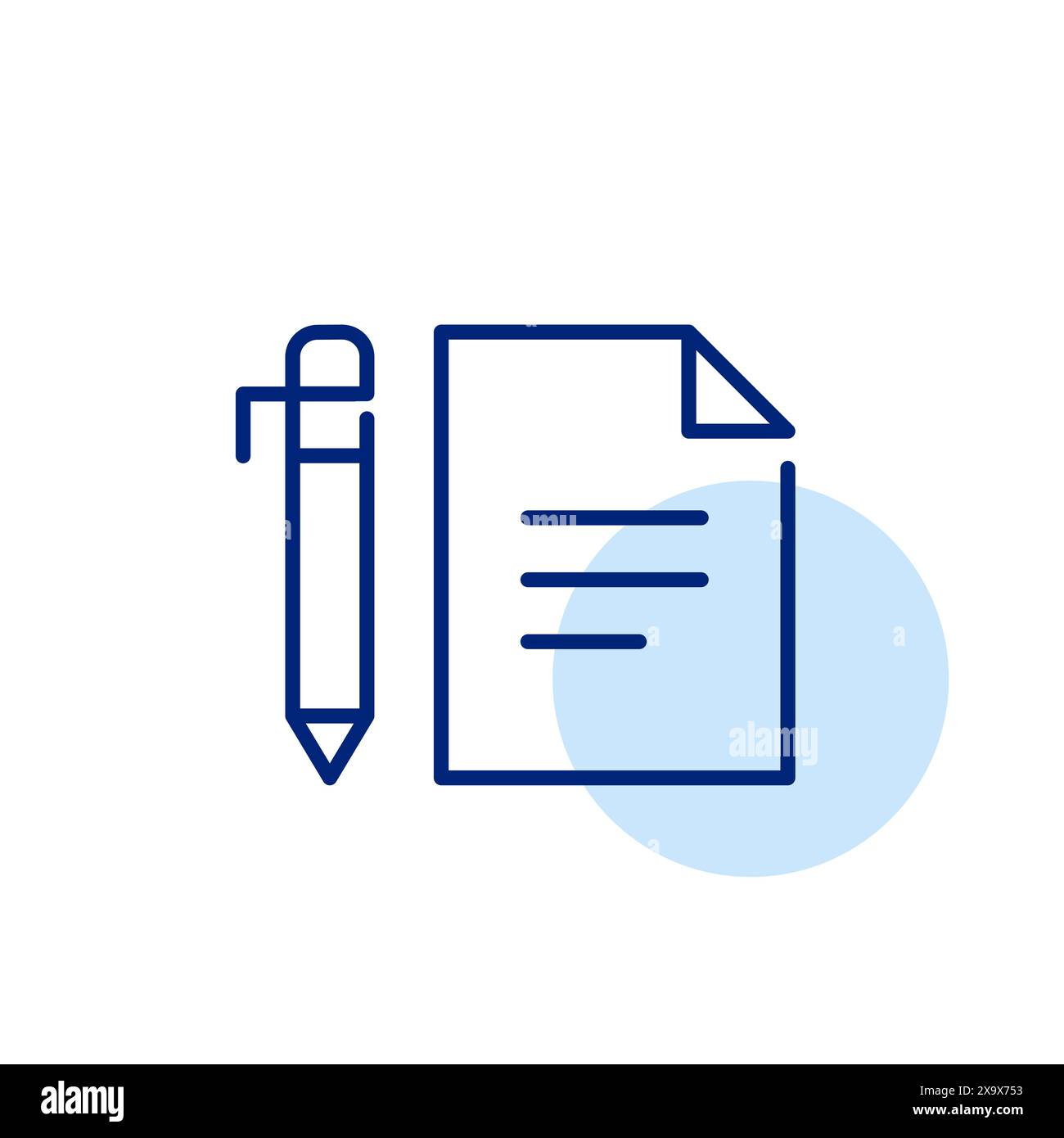 Exam paper and pen. Studying and passing tests. Pixel perfect vector ...