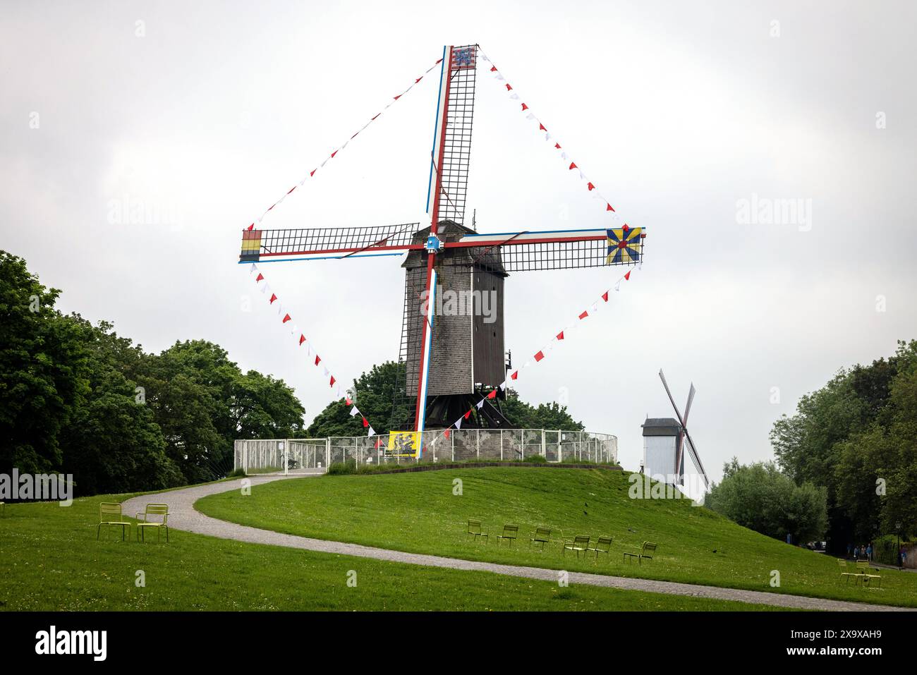 The Sint-Janshuismolen windmill in in Bruges, Flanders, Belgium Stock ...