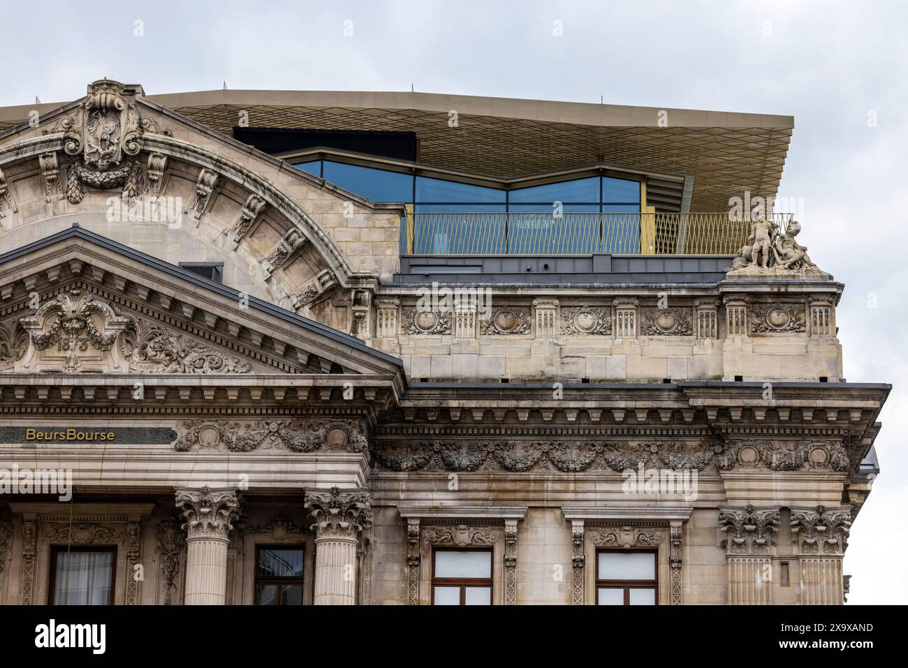 Detail of the Bourse building in Brussels, the Belgian capital Stock ...