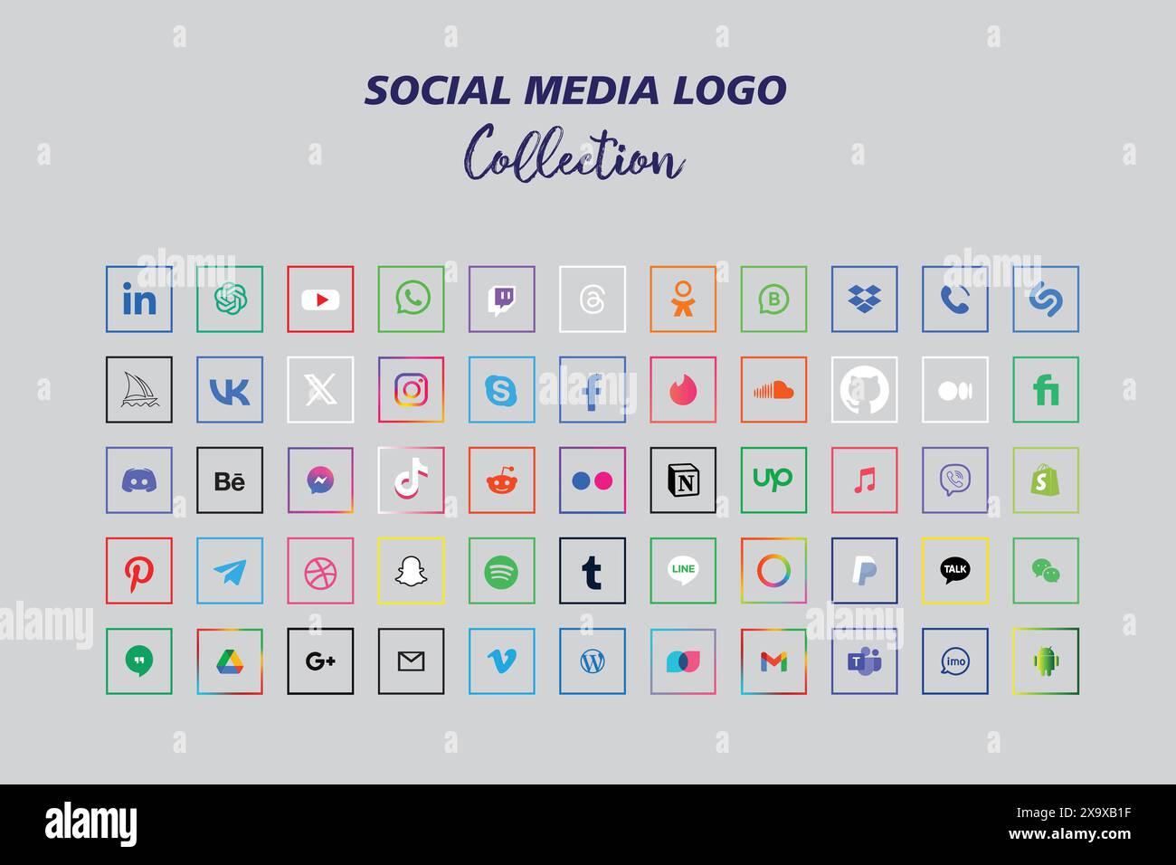 Popular social media logo icons facebook, instagram, youtube, pinterest, tiktok and etc logo ...