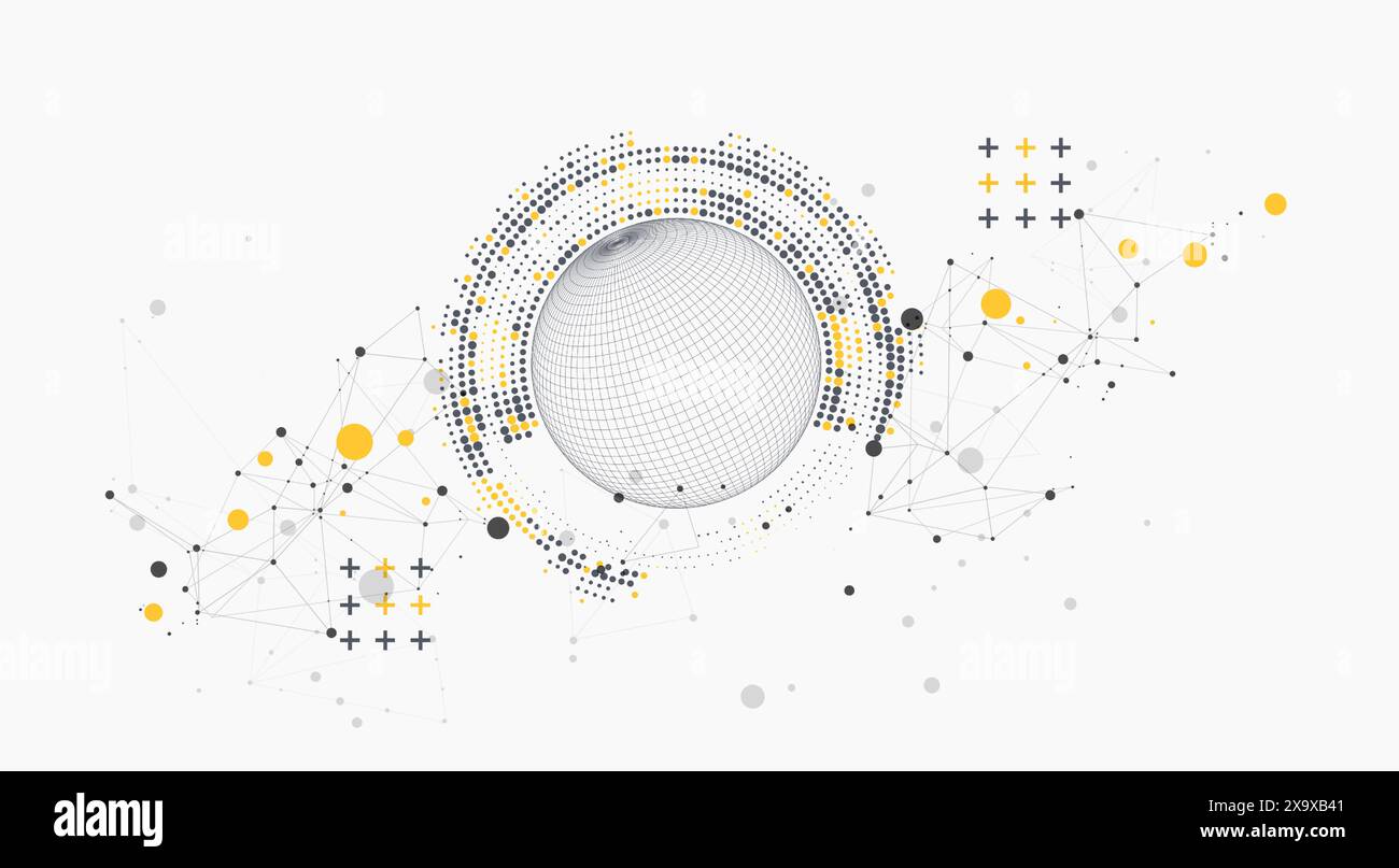 Abstract sphere background with plexus effect. 3D surface. Vector illustration Stock Vector ...