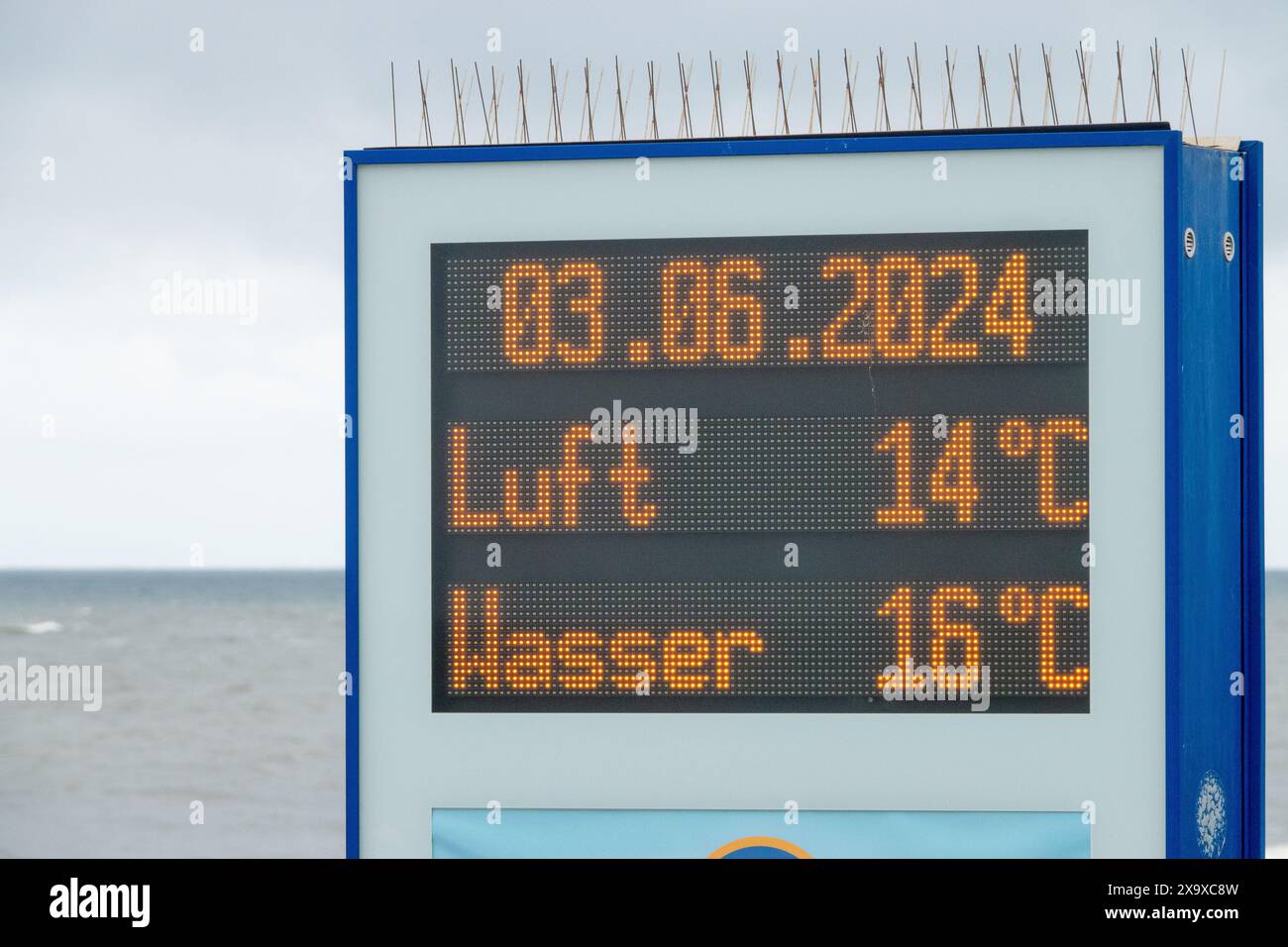 03 June 2024, Schleswig-Holstein, Westerland (sylt): A display board on ...