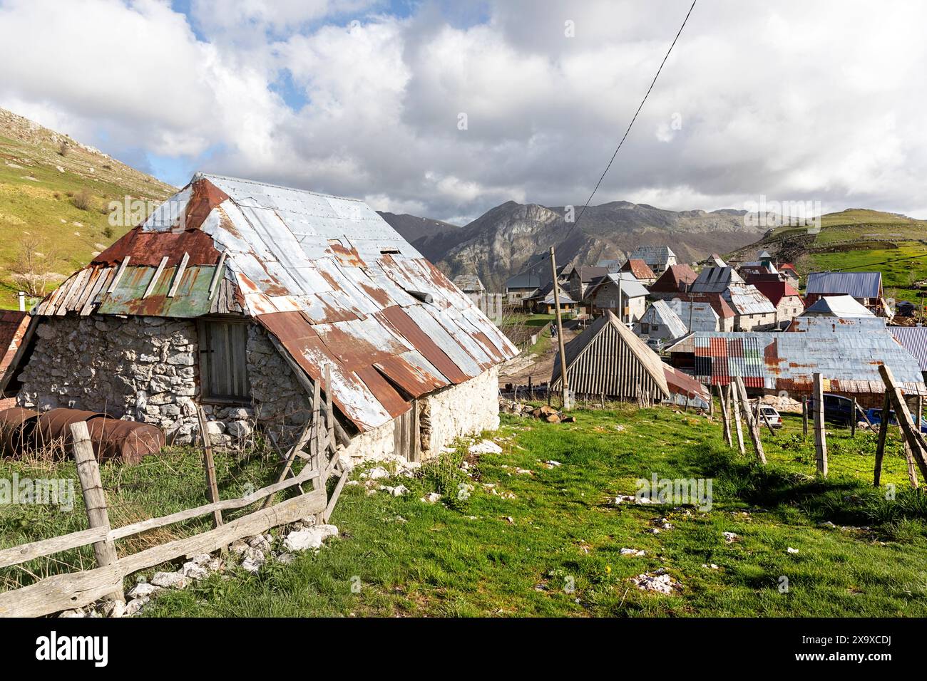 Traditional houses in Mountain village of Lukomir in Bosnia and ...