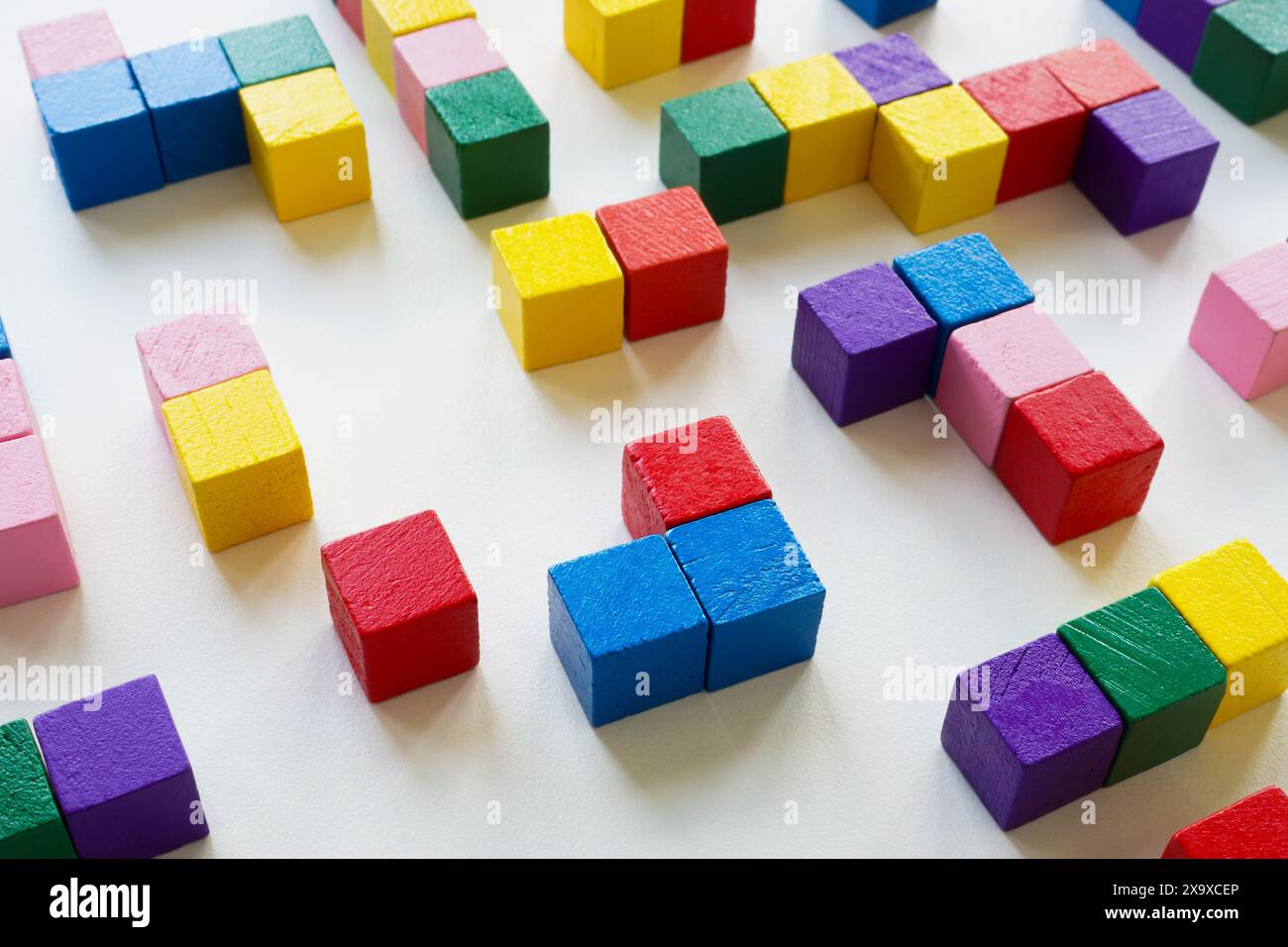 Abstract complex labyrinth of colored cubes symbol of logical thinking ...