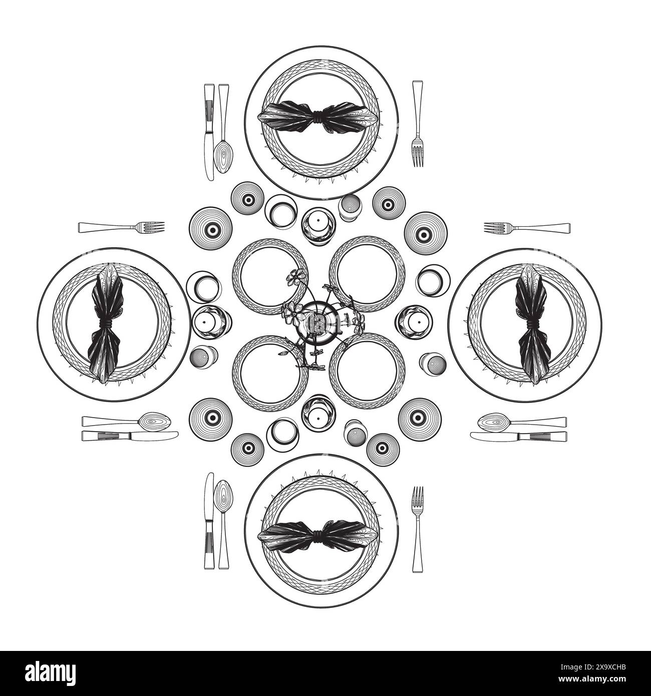 White table setting on Stock Vector Images - Alamy