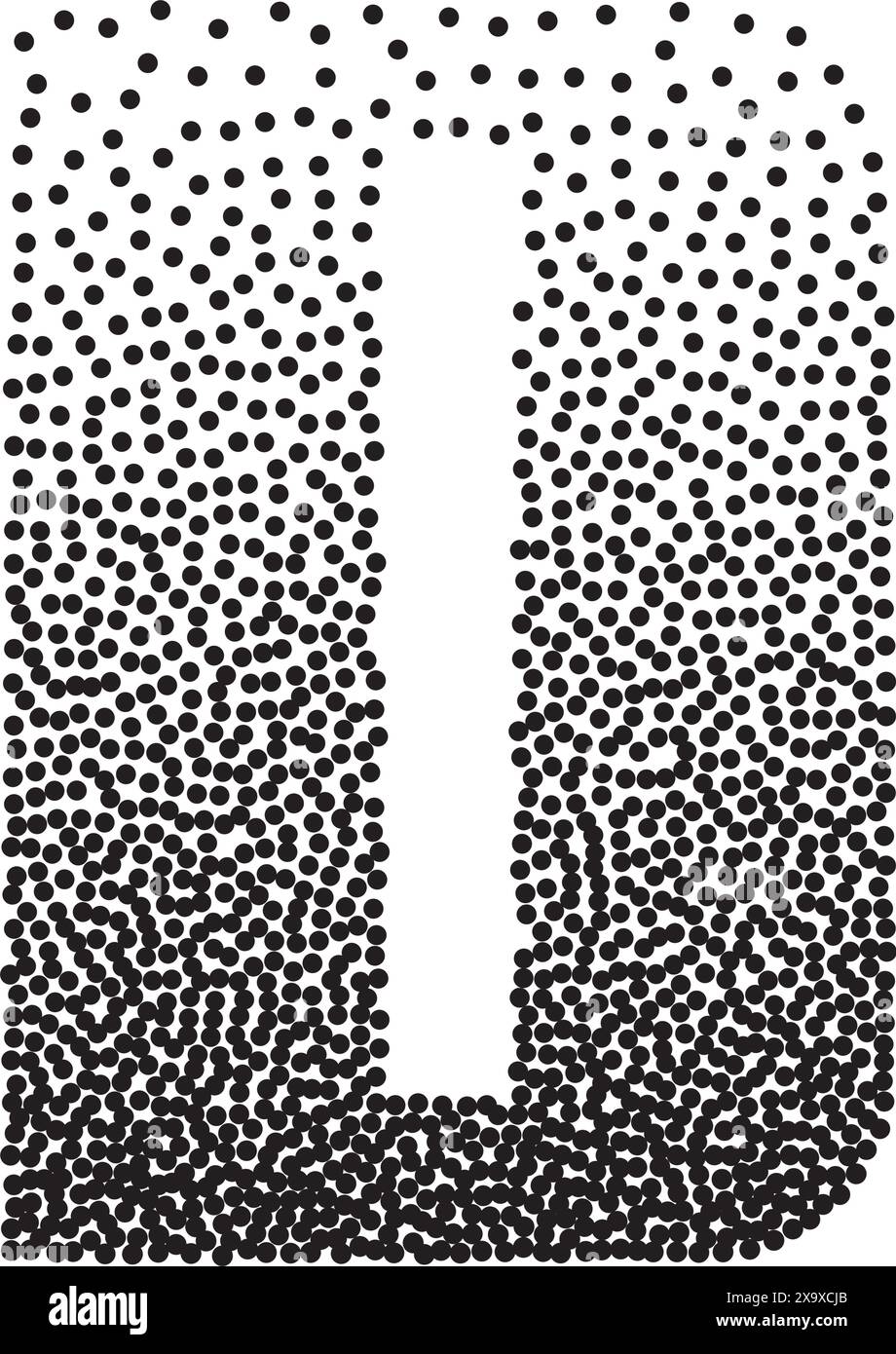 Halftone gradient grain letter D. Vector stipple dotted textured font ...