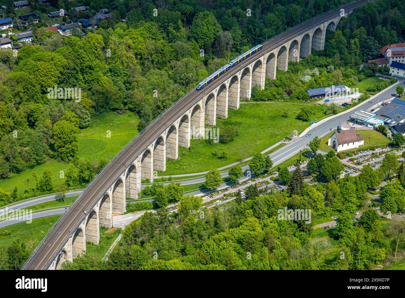 Aerial view, Altenbeken Viaduct, Adenauerstraße, railroad viaduct ...