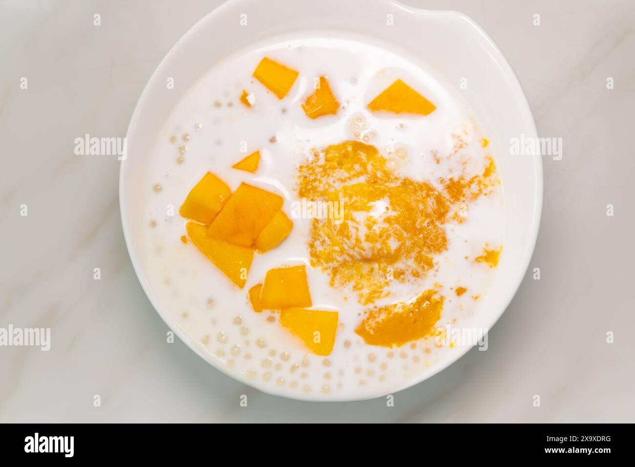 top view mango pomelo sago with ice cream Stock Photo - Alamy