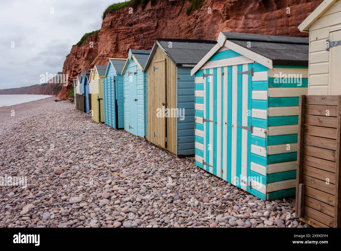 Beach huts at Budleigh Salterton, Devon Stock Photo - Alamy