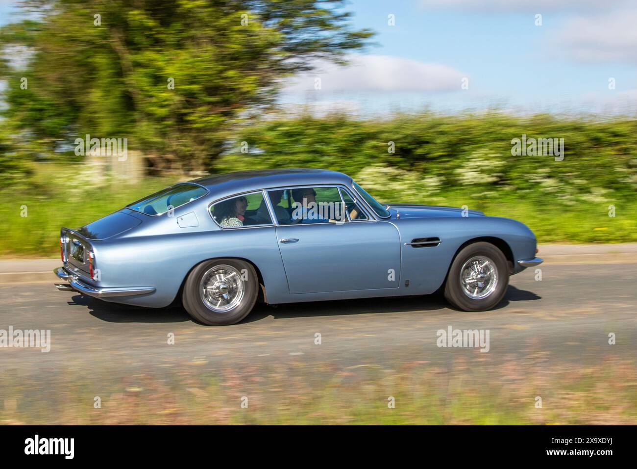 1969, 60s sixties Aston Martin DB6 3995 cc travelling to Hoghton Tower ...