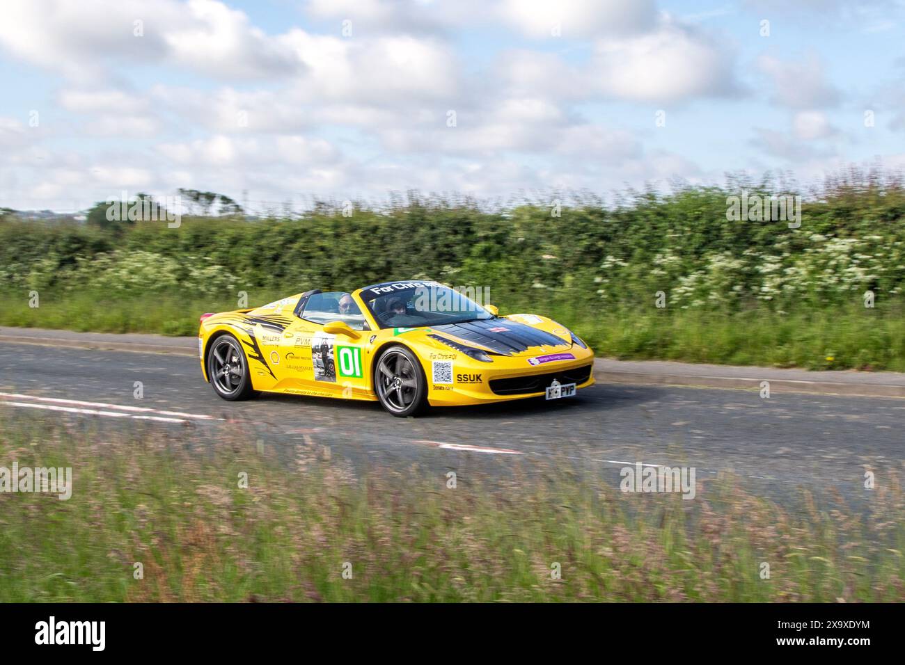 2013 Yellow FERRARI 458 Spider DCT S-A 4497 cc travelling to Hoghton ...