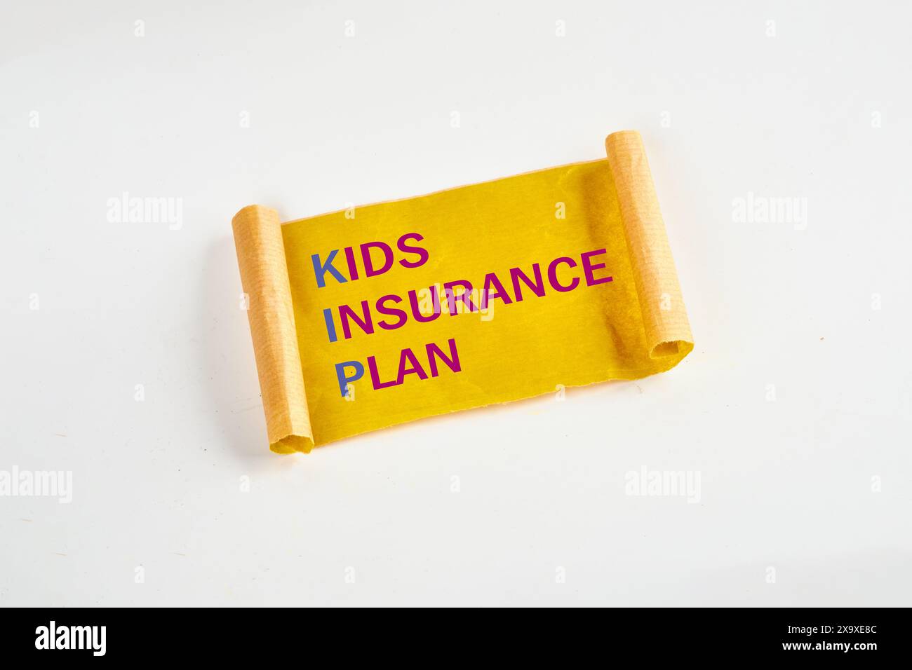 KIP kids insurance plan symbol on yellow torn paper Stock Photo - Alamy