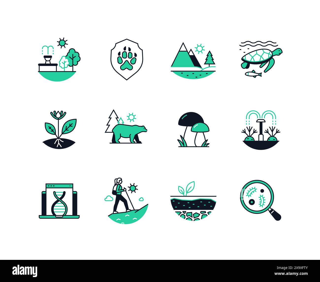 Preserve and protect nature - line design style icons set Stock Vector ...