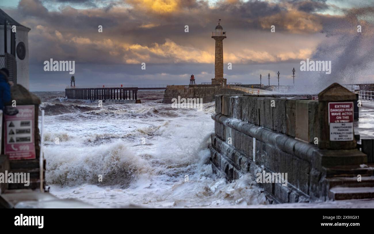 Stormy sea at Whitby Stock Photo - Alamy