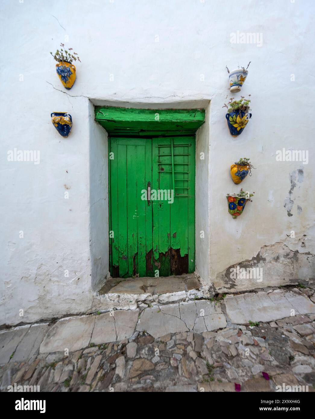 Rustic door at Castella Del Frontera Stock Photo - Alamy